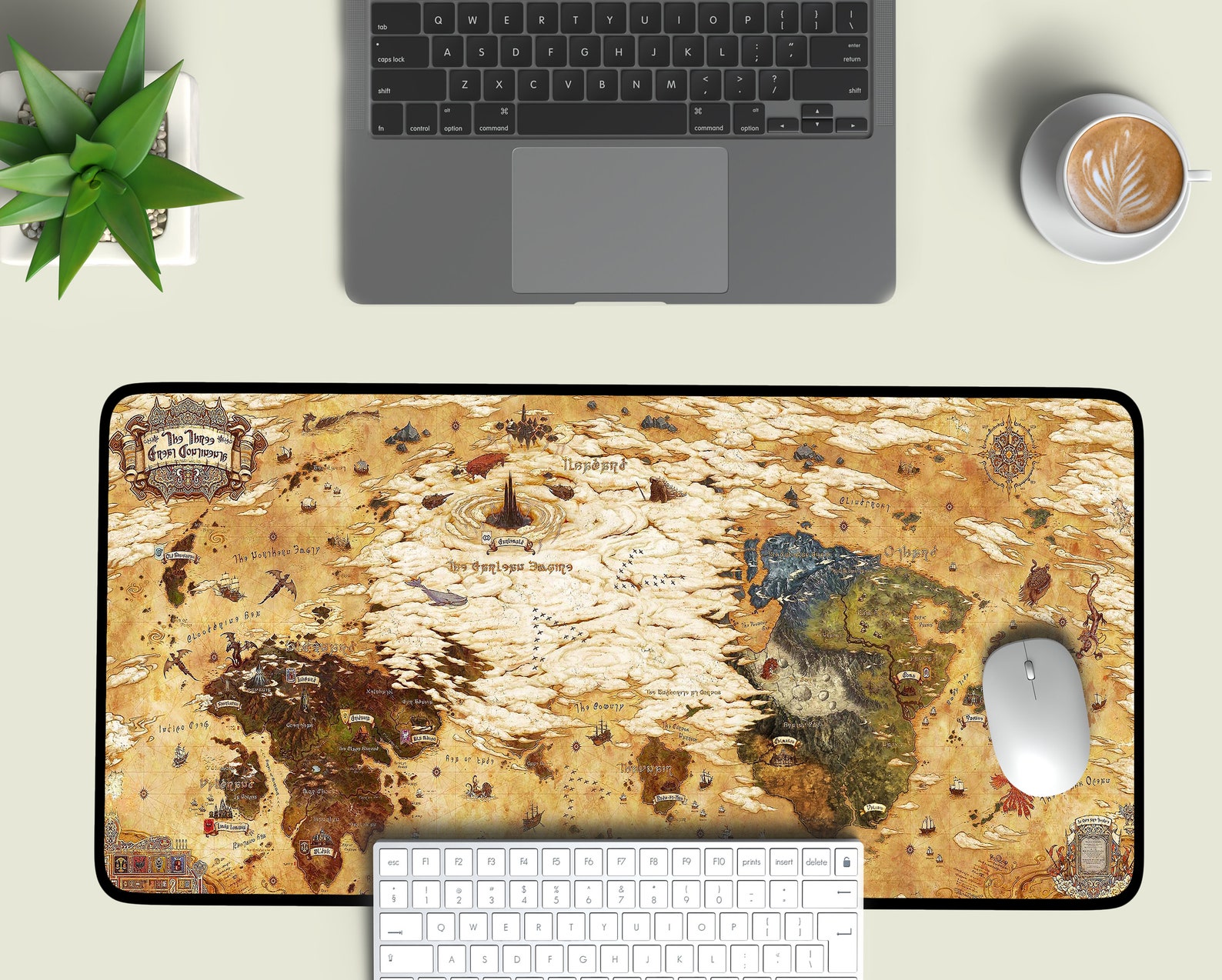 FFXIV World Map Desk Mat Three Continents Eorzea Hydaelyn Desk Pad ...