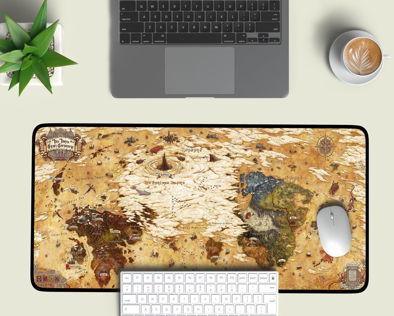 FFXIV World Map Desk Mat Three Continents Eorzea Hydaelyn Desk Pad ...