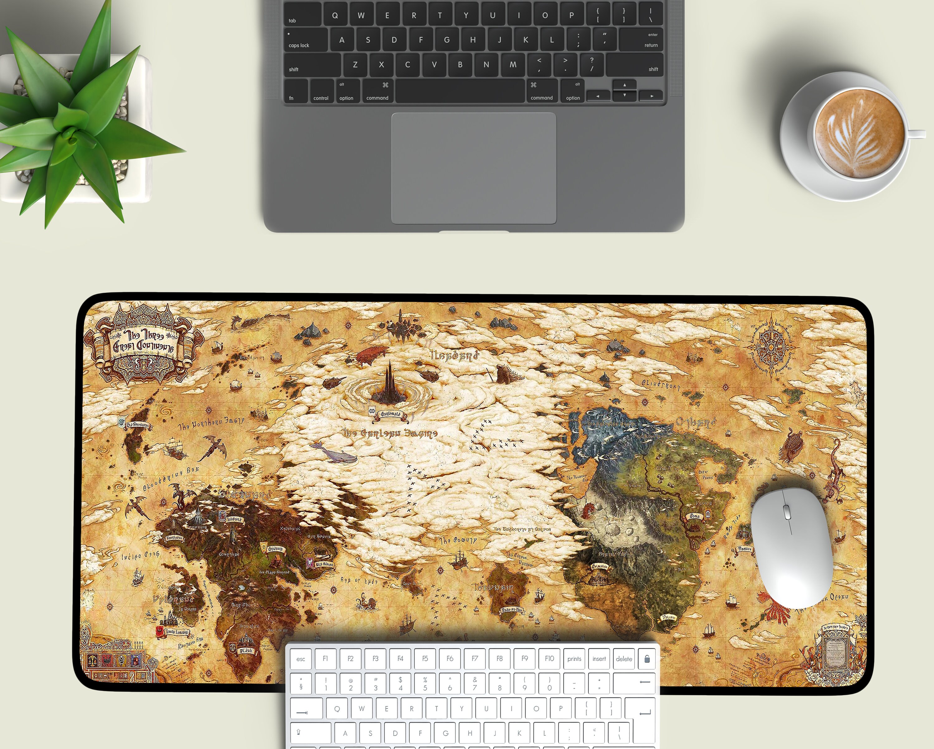 FFXIV World Map Desk Mat Three Continents Eorzea Hydaelyn Desk Pad ...