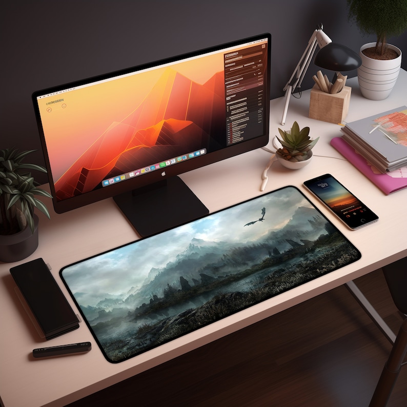 Skyrim Desk Mat Game Anime Mouse Pad, the Elder Scrolls Desk Pad ...