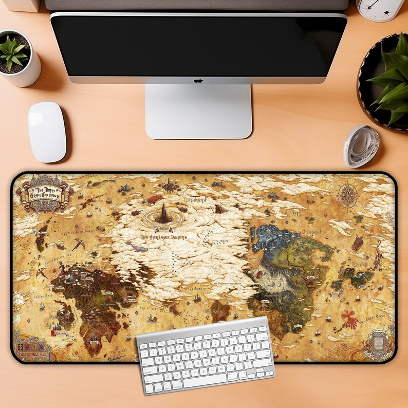 FFXIV World Map Desk Mat Three Continents Eorzea Hydaelyn Desk Pad ...