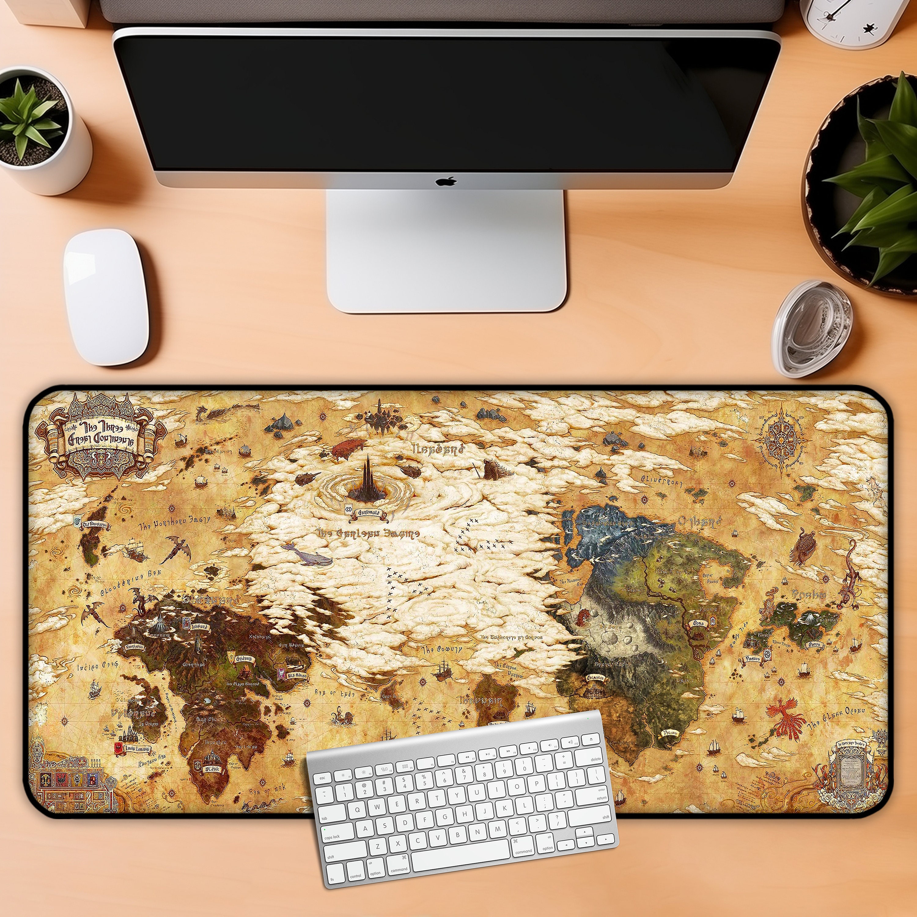 FFXIV World Map Desk Mat Three Continents Eorzea Hydaelyn Desk Pad ...