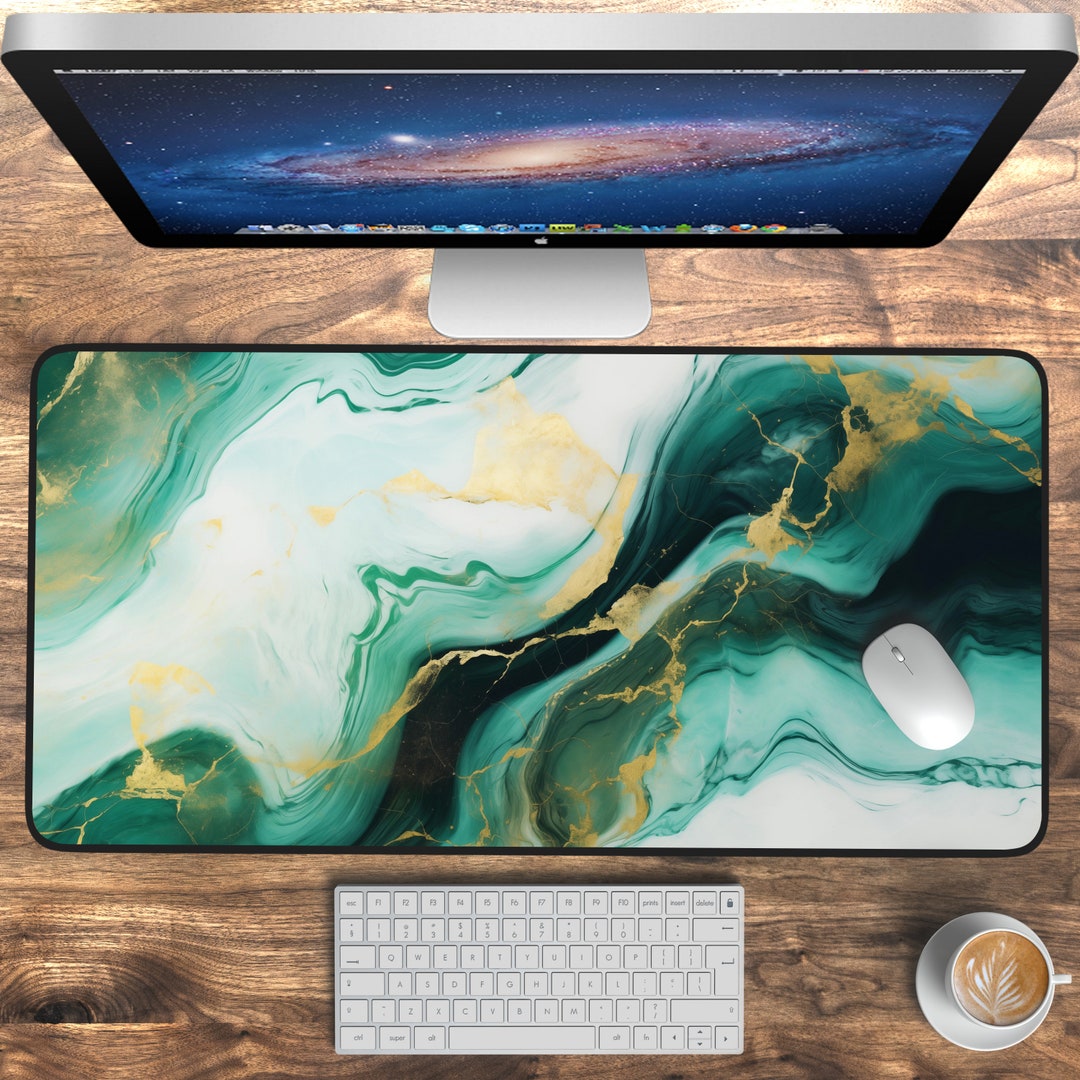 Elegant Marble Desk Mat, Emerald Green Custom XXL Gaming Mouse Pad ...