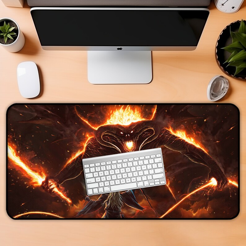 Gandalf Balrog Desk Mat LOTR Gift for Him Mouse Pad Fantasy Decor Lord ...