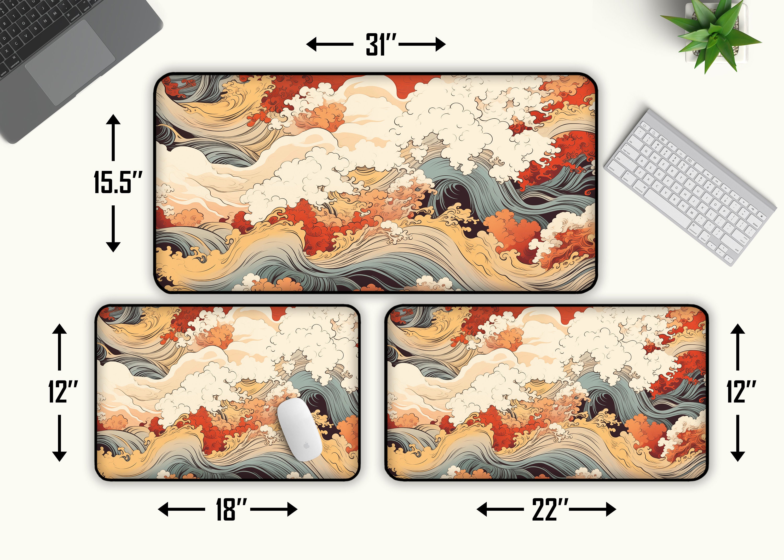 Japanese Ukiyo-e Desk Mat, Large Mousepad, Japanese Art Office Decor ...