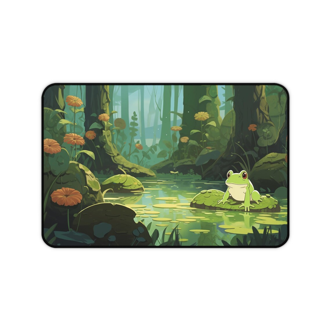 Lofi Desk Mat, Cute Frog Deskpad, Kawaii Gaming Mouse Pad, Lily Pad ...