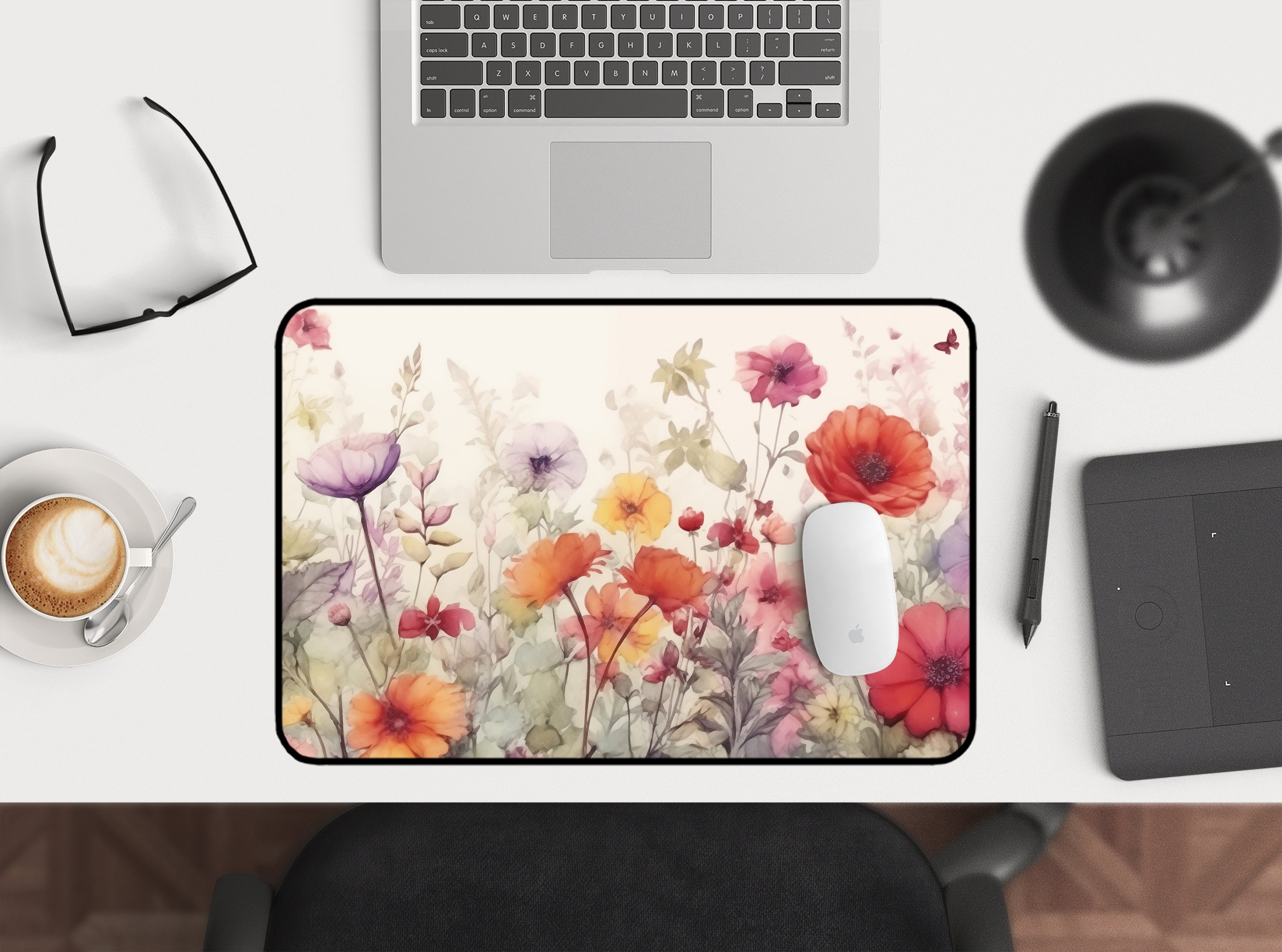 Cottagecore Desk Mat Floral Watercolor Flowers Deskmat - Etsy