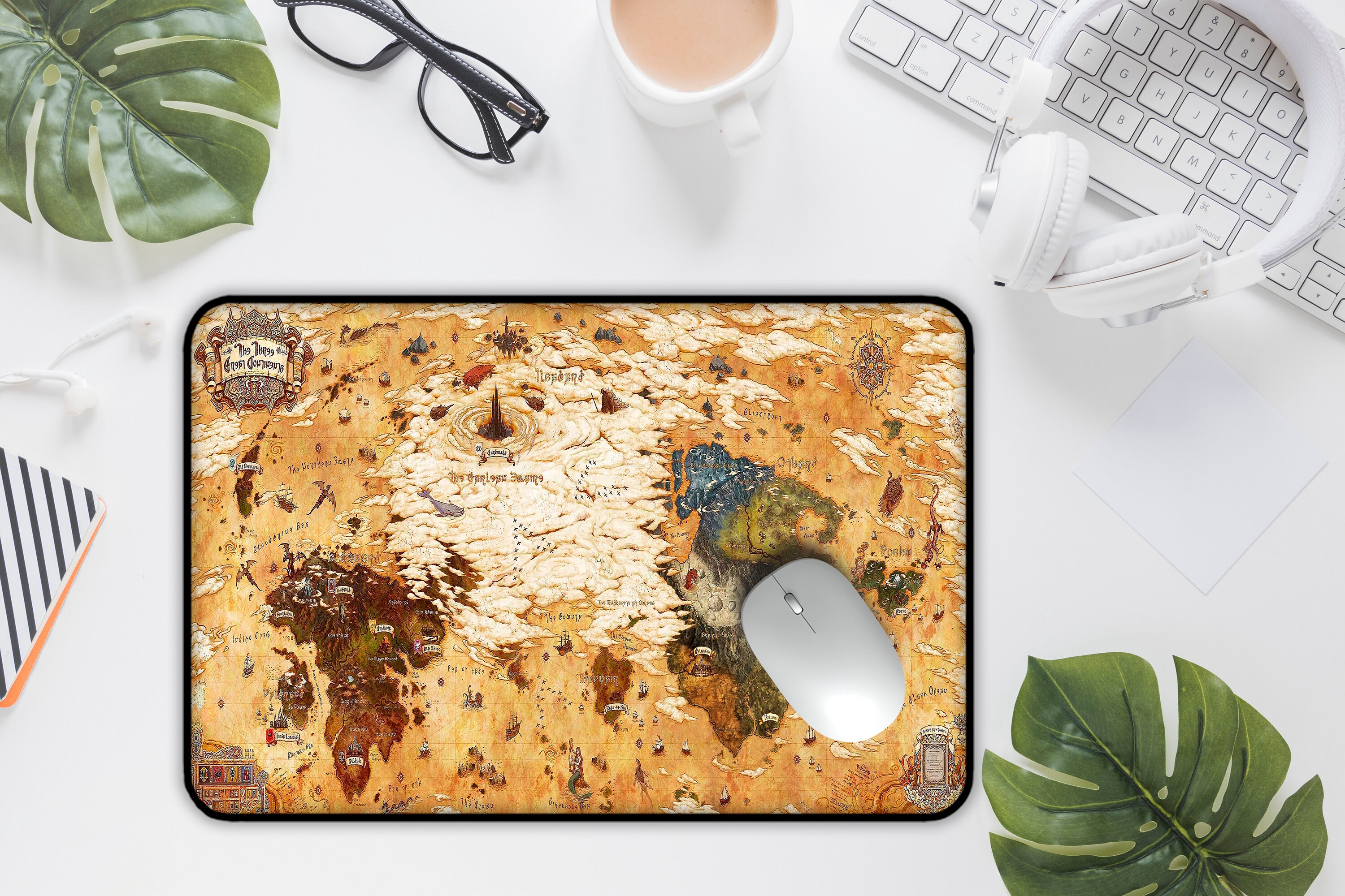 FFXIV World Map Desk Mat Three Continents Eorzea Hydaelyn Desk Pad ...