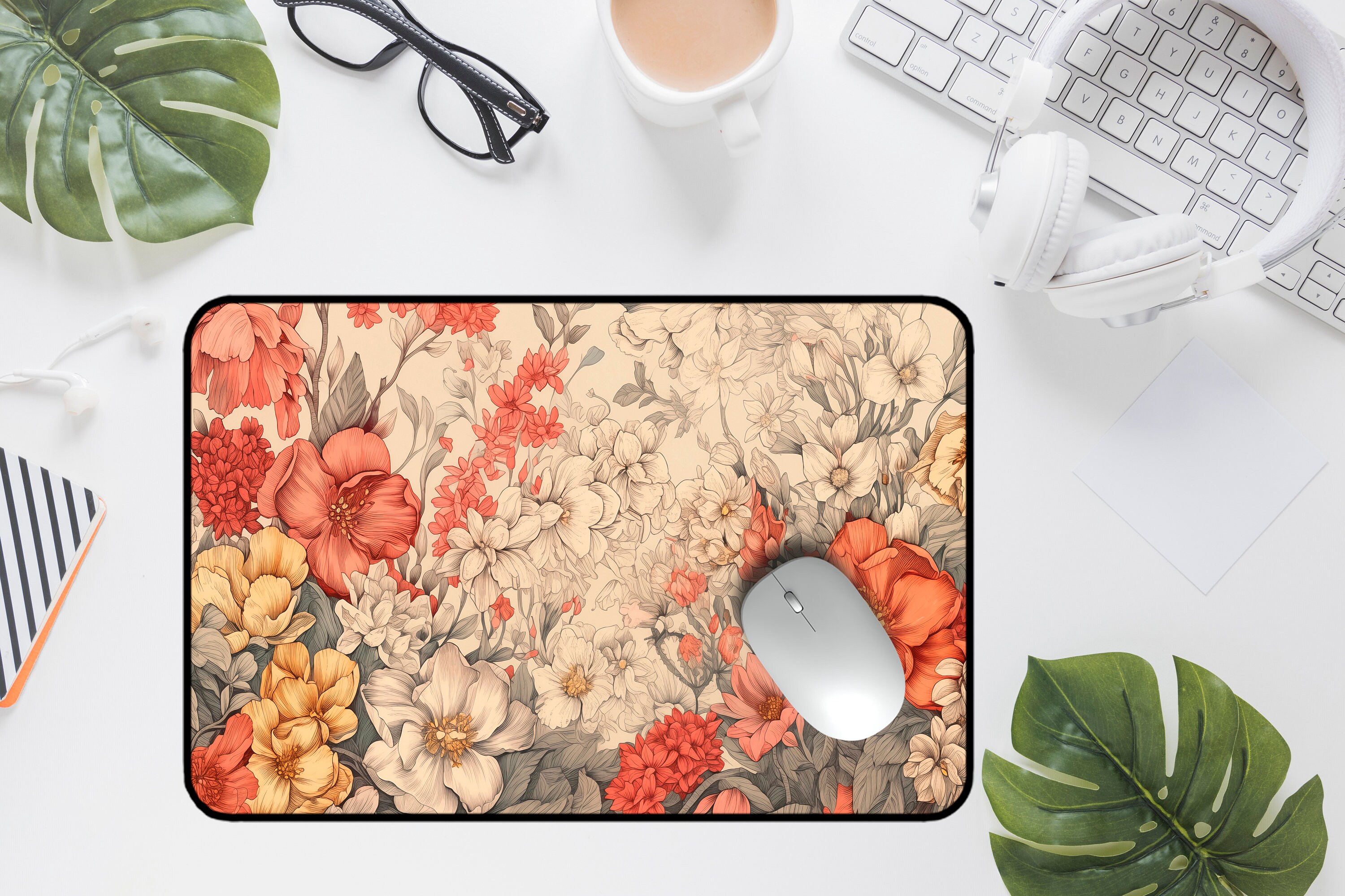 Garden Desk Pad, Wildflower Desk Mat Floral, Nature Botanical Mouse Pad ...