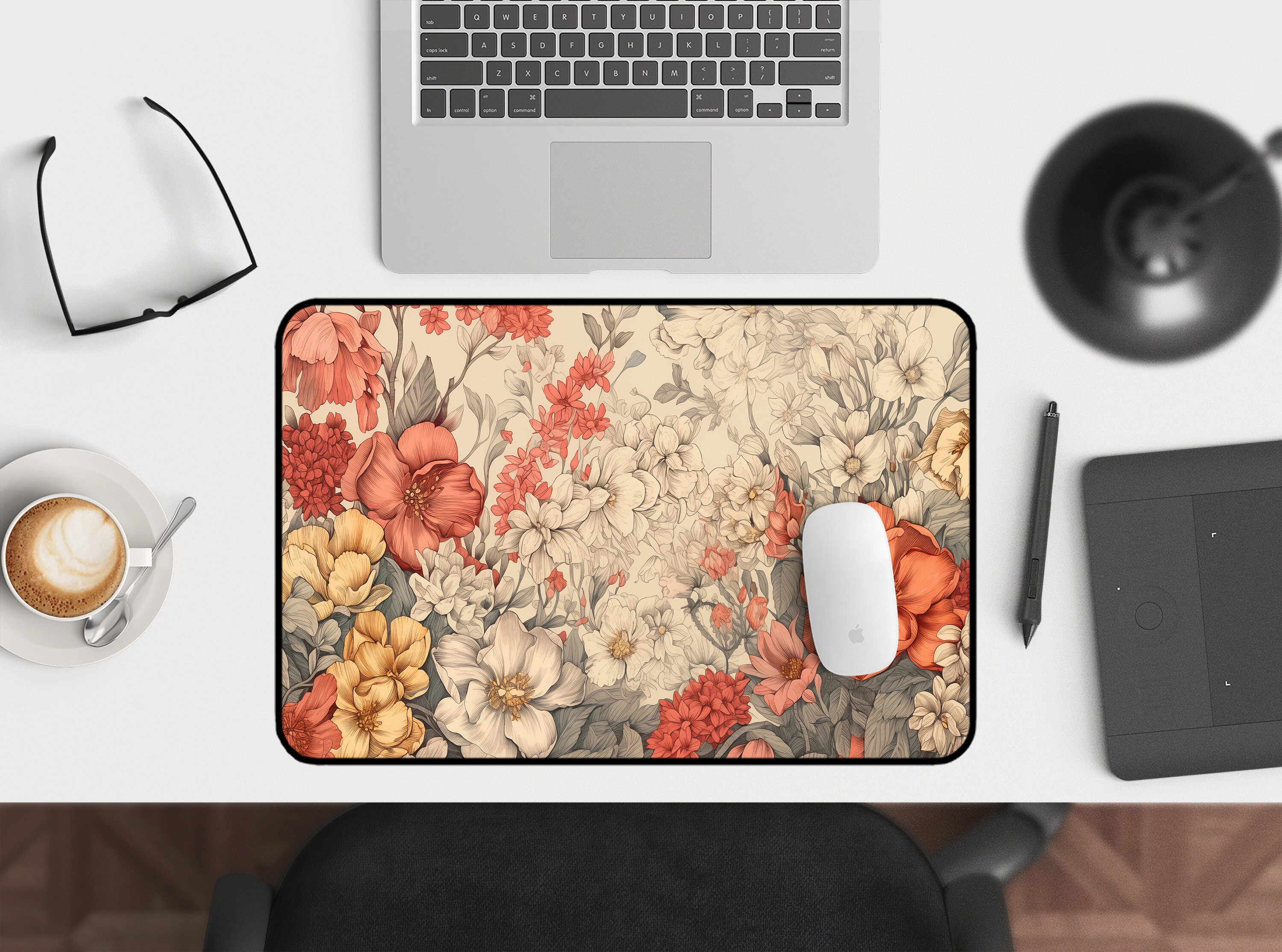 Garden Desk Pad, Wildflower Desk Mat Floral, Nature Botanical Mouse Pad ...