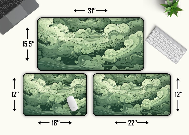 Primordial Earth Mousepad, Swirling Sage Green Desk Mat, Desk Mat ...