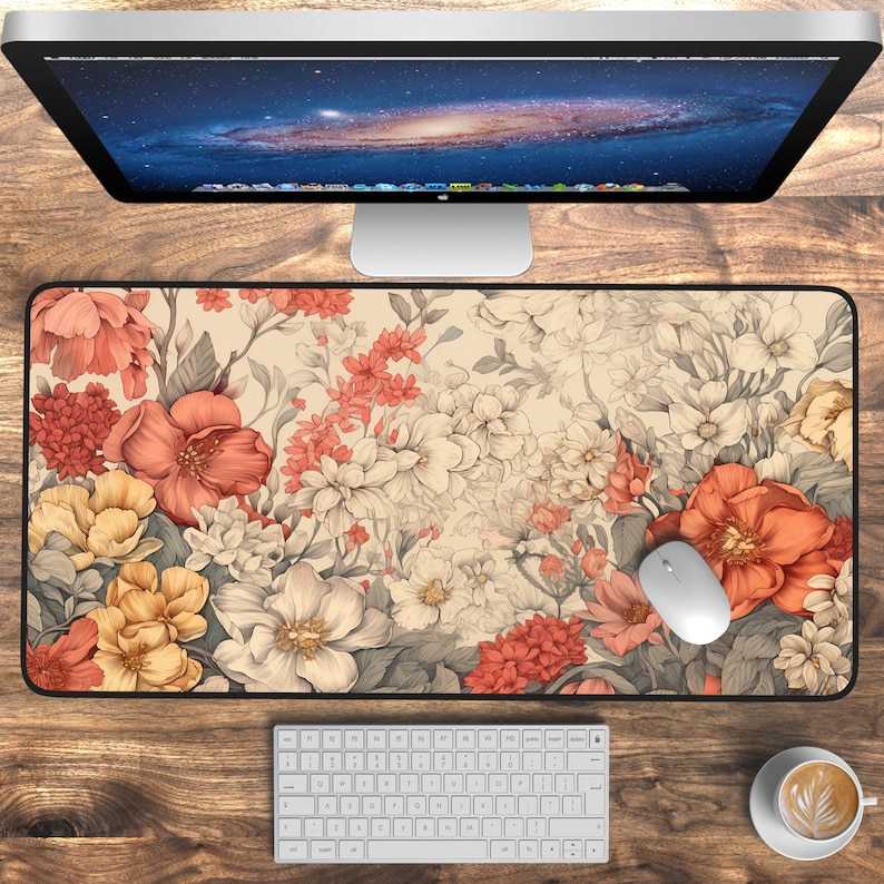 Garden Desk Pad, Wildflower Desk Mat Floral, Nature Botanical Mouse Pad ...