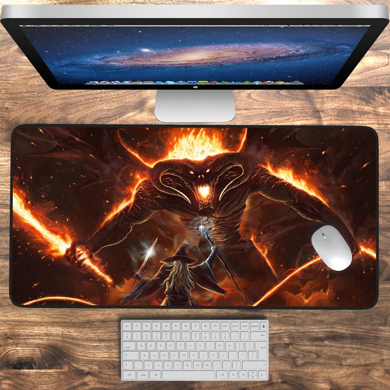 Gandalf Balrog Desk Mat LOTR Gift for Him Mouse Pad Fantasy Decor Lord ...