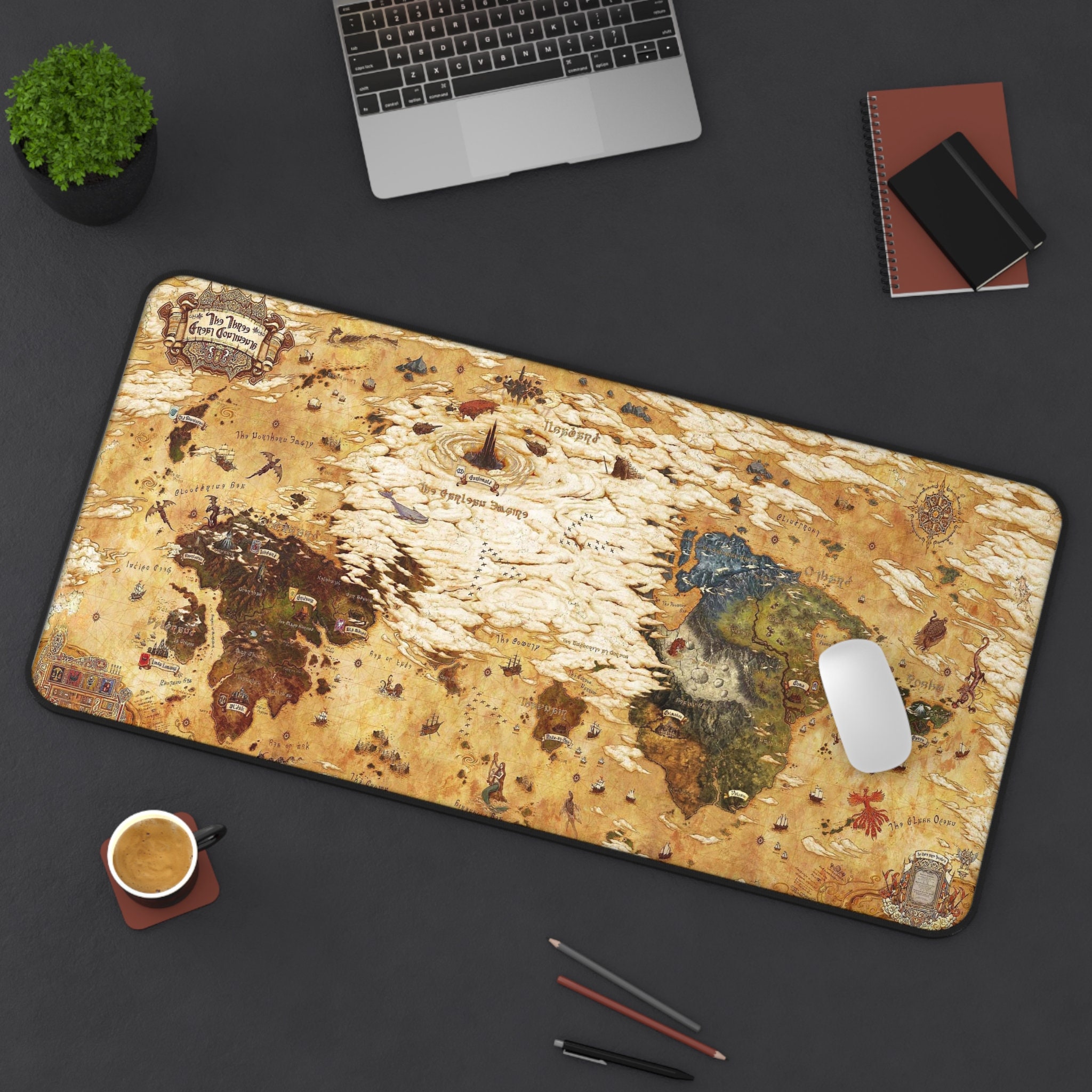 FFXIV World Map Desk Mat Three Continents Eorzea Hydaelyn Desk Pad ...