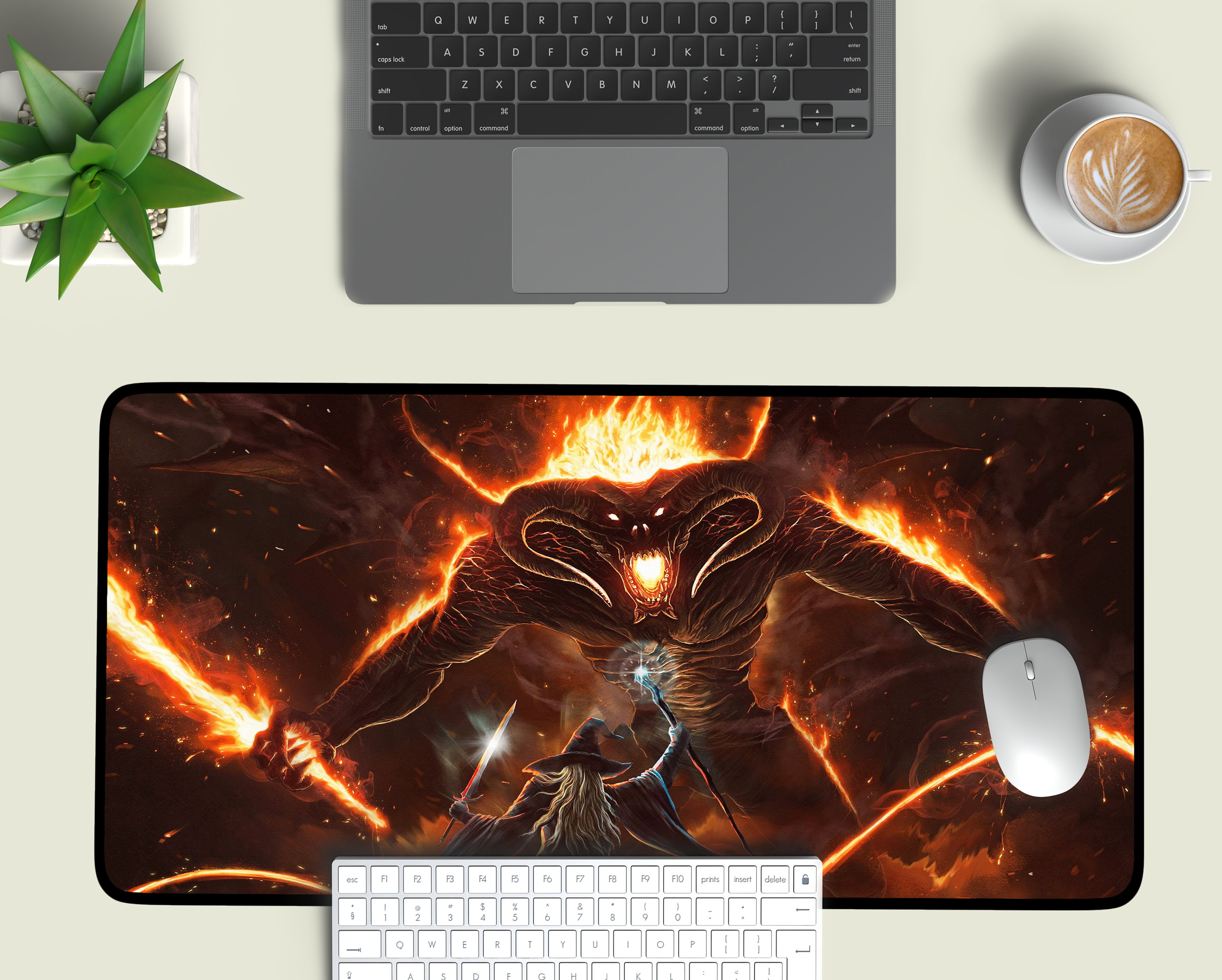 Gandalf Balrog Desk Mat LOTR Gift for Him Mouse Pad Fantasy Decor Lord ...