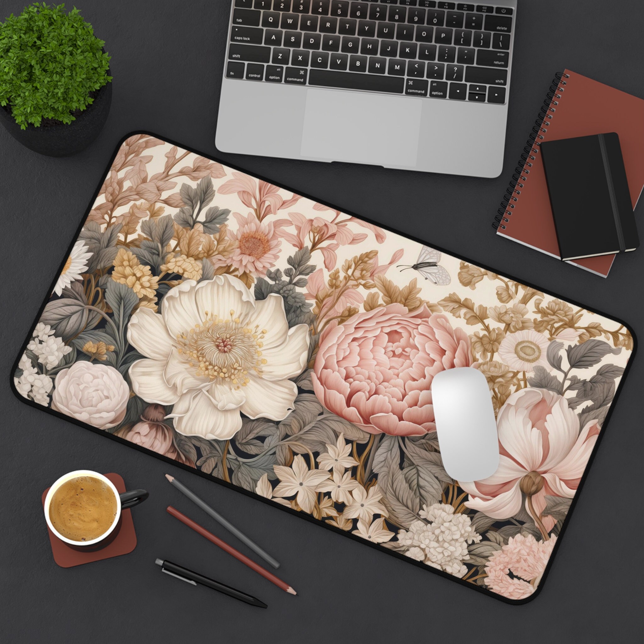Floral Desk Mat, Cottagecore Vintage Desk Mat, Wildflower Mousepad ...