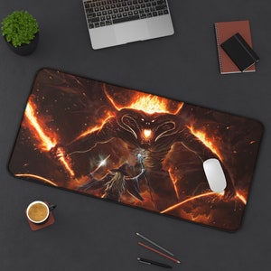 Gandalf Balrog Desk Mat LOTR Gift for Him Mouse Pad Fantasy Decor Lord ...