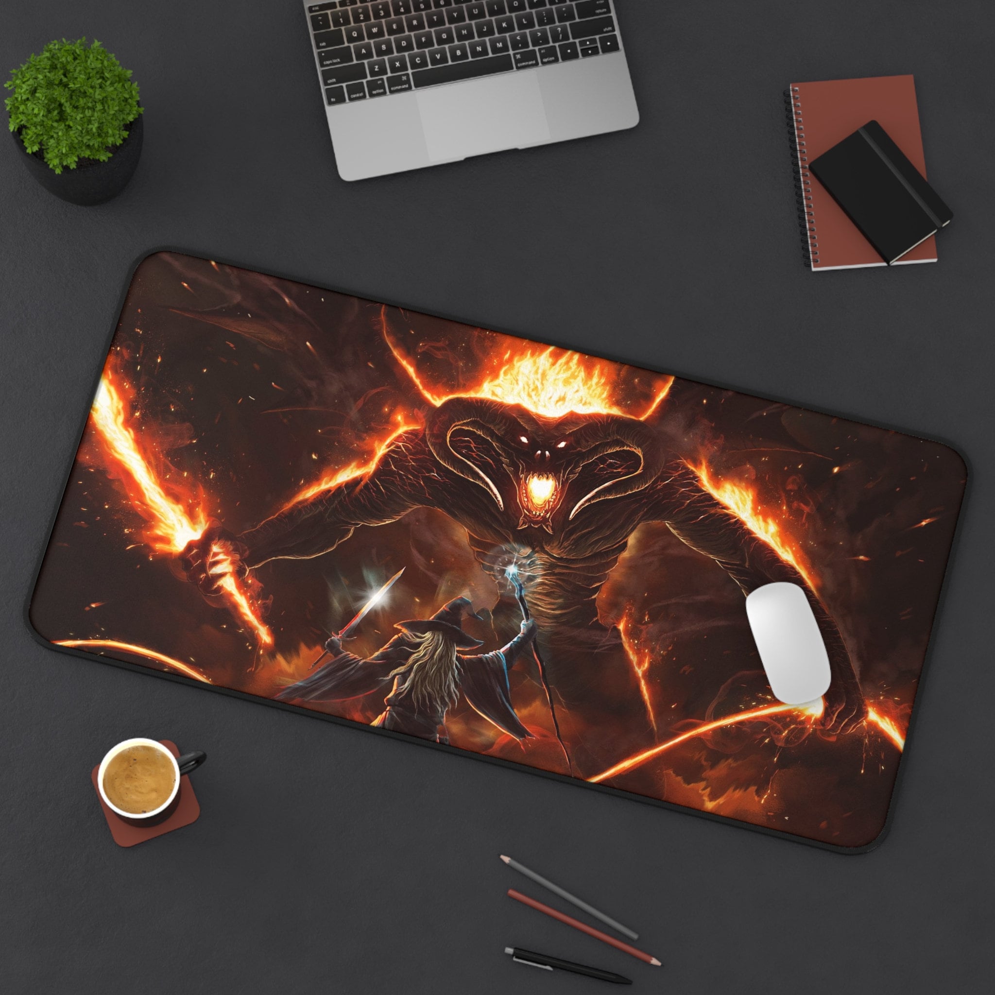 Gandalf Balrog Desk Mat LOTR Gift for Him Mouse Pad Fantasy Decor Lord ...