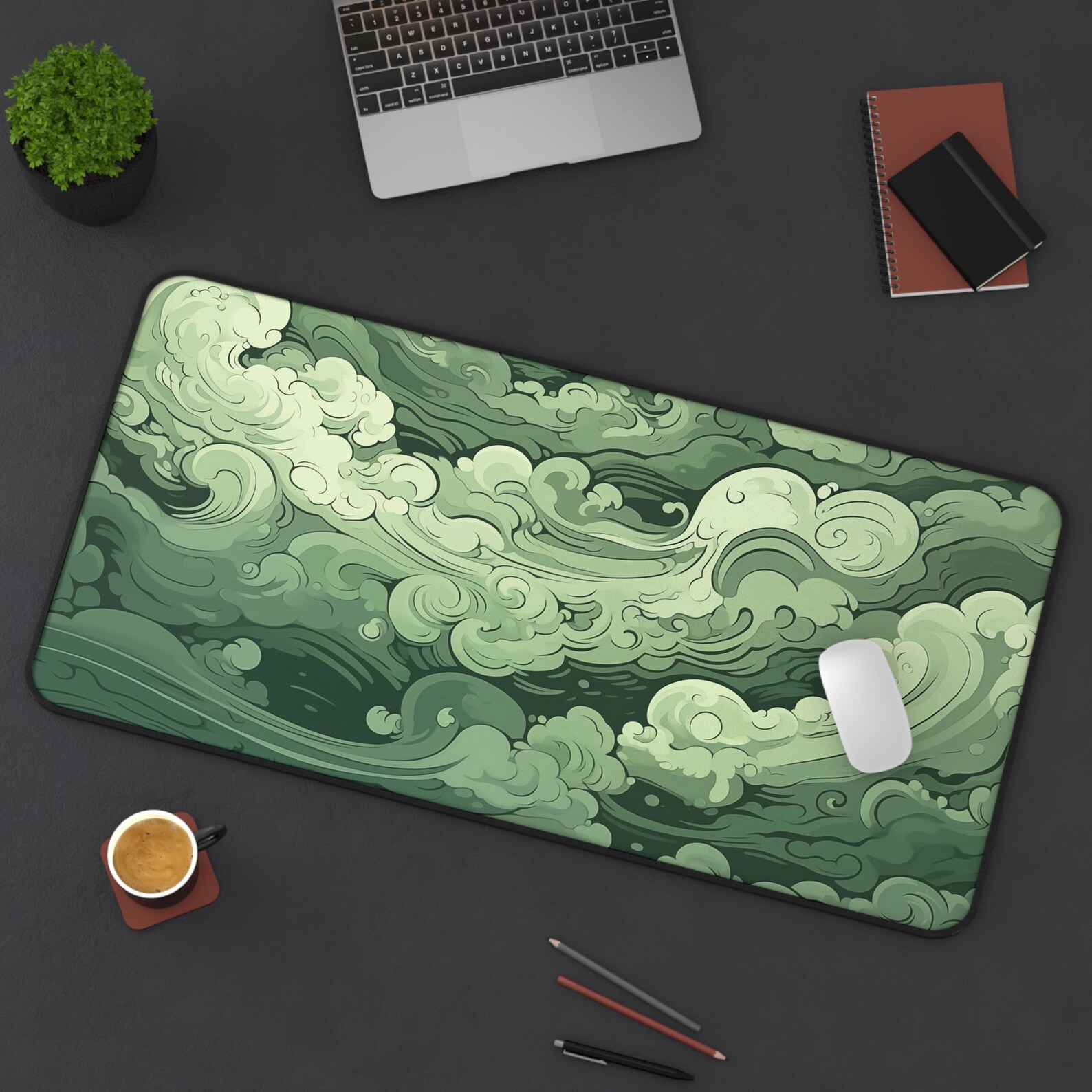 Primordial Earth Mousepad, Swirling Sage Green Desk Mat, Desk Mat ...