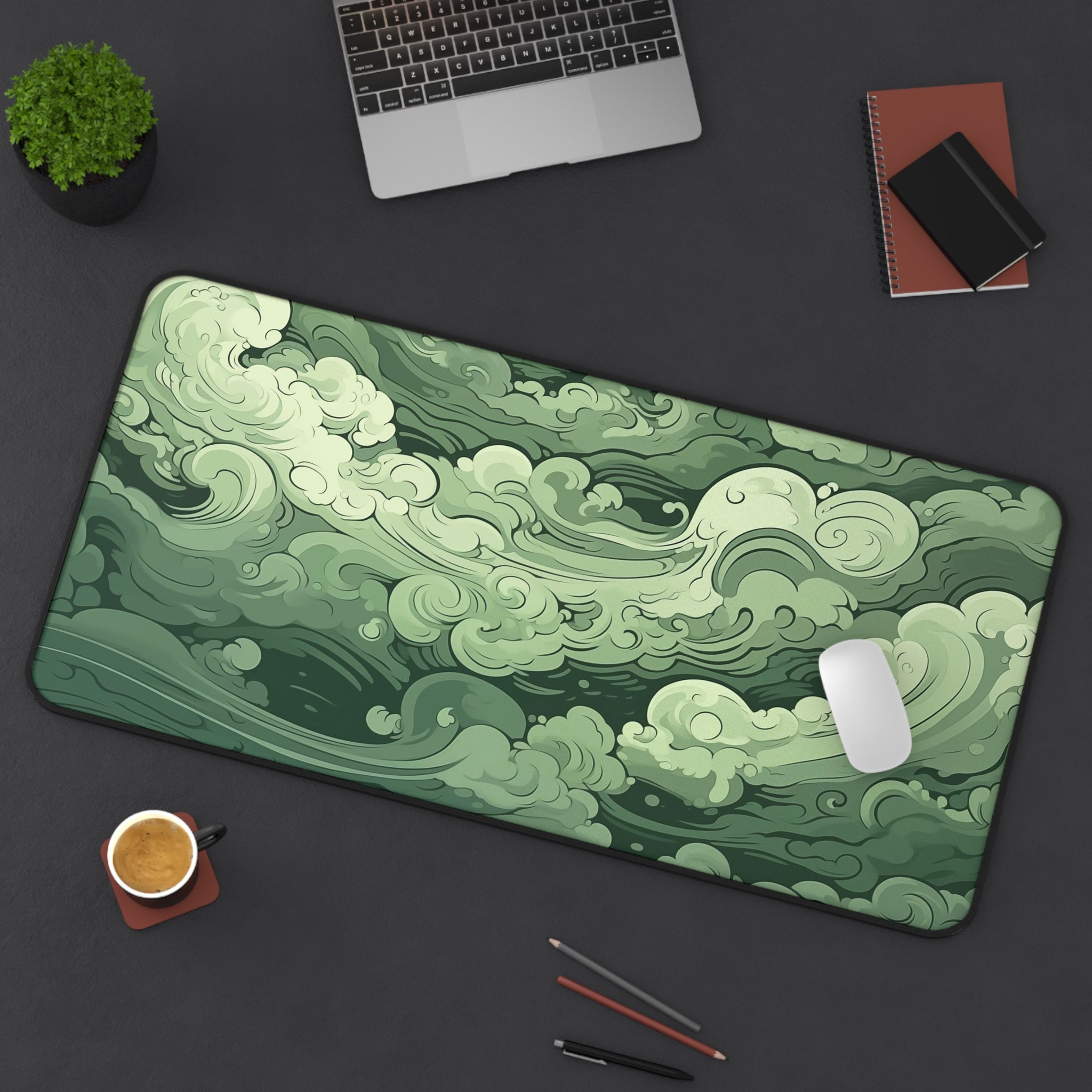 Primordial Earth Mousepad, Swirling Sage Green Desk Mat, Desk Mat ...