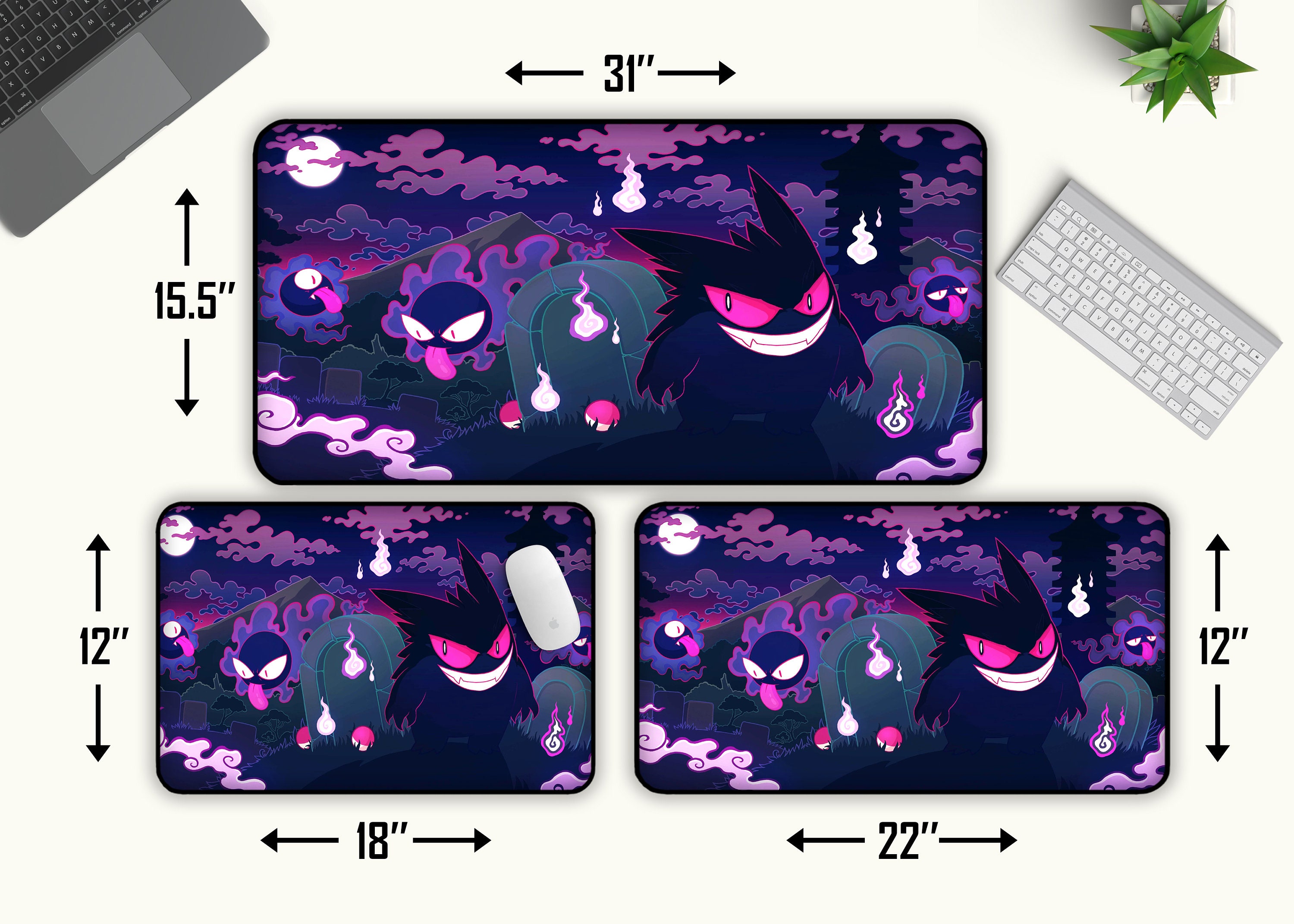 Gengar Desk Mat Anime Desk Pad Gaming Mousepad XL Extra Large Mouse Pad ...