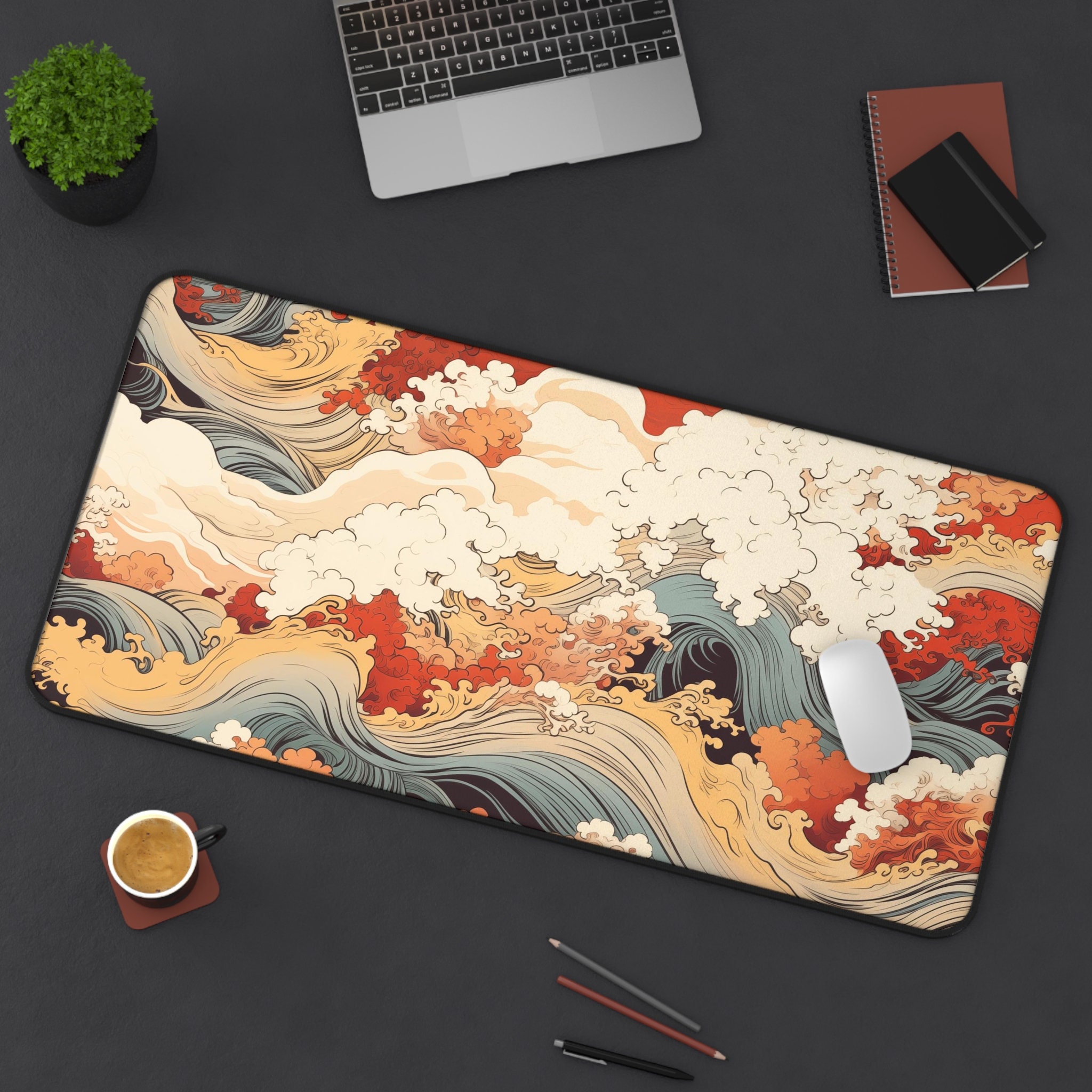 Japanese Ukiyo-e Desk Mat, Large Mousepad, Japanese Art Office Decor ...