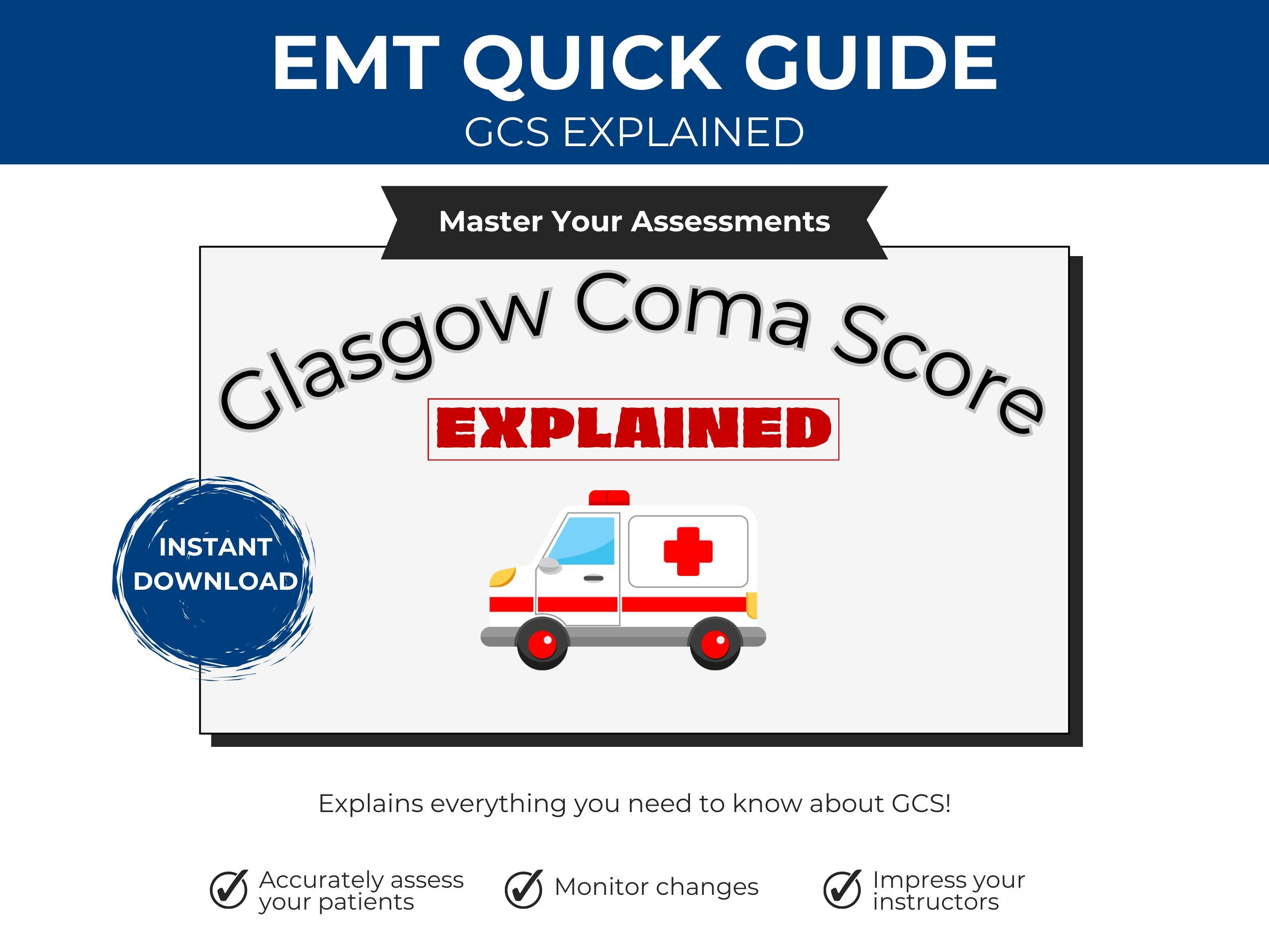 EMT Quick Guide: GCS | Glasgow Coma Score | Study Tool for Students ...