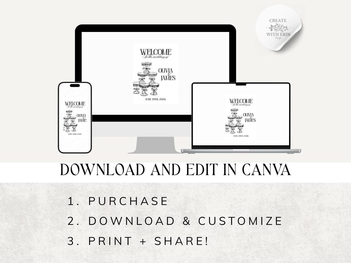 Minimalist Wedding Welcome Sign, Welcome Sign Digital Template, Old ...