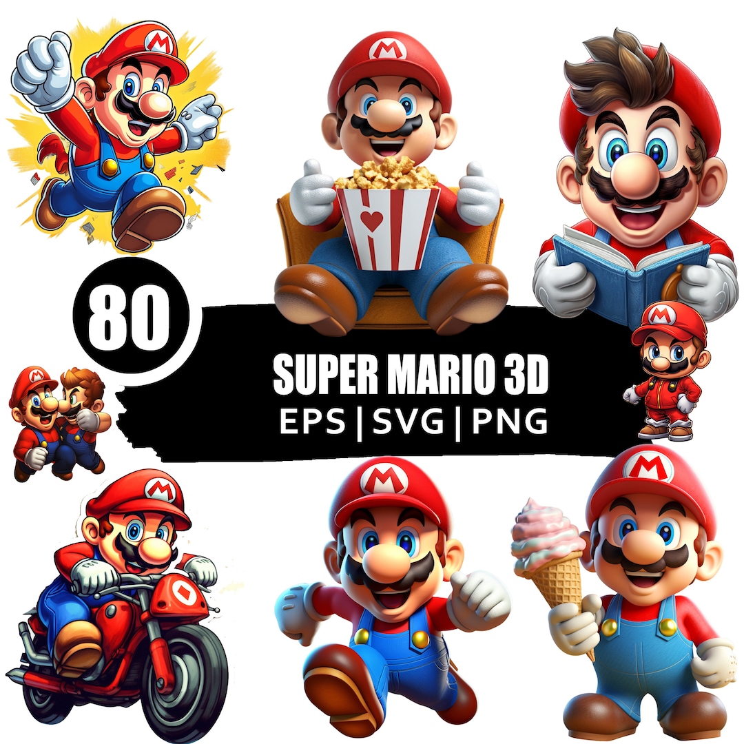 Mario 3D Bundle Mario Svg Cut Files for Cricut Silhouette Png Eps Svg ...