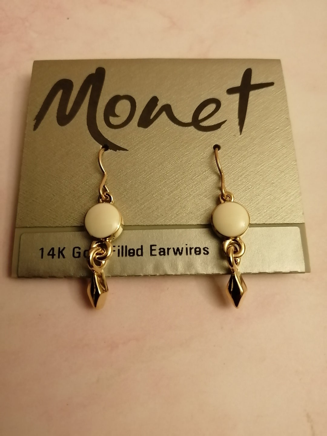 Vintage Signed Monet 14K Gold Filled Earwires Pierced Earrings - Etsy