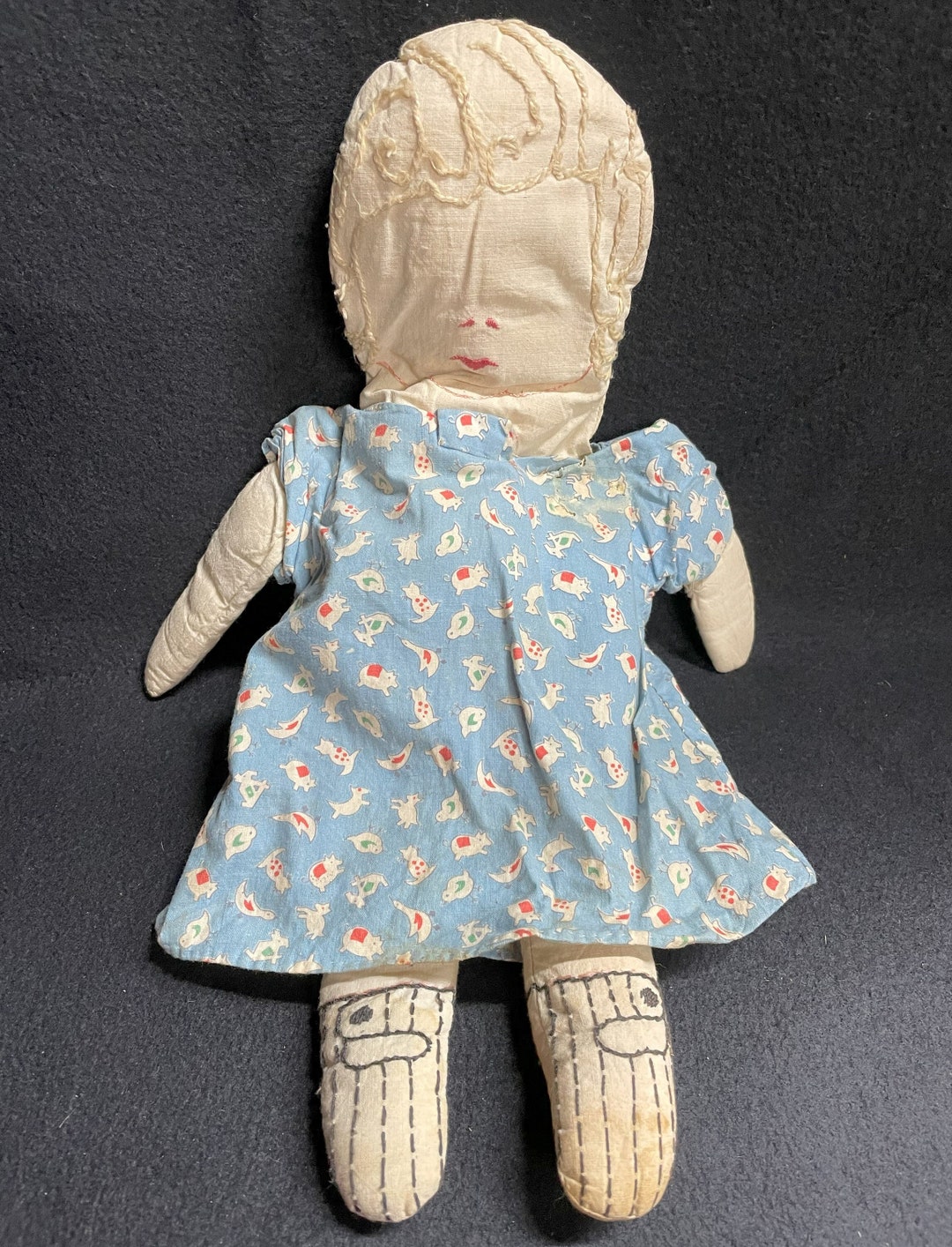 Antique American Folk Art Rag Doll Early 1900s - Etsy