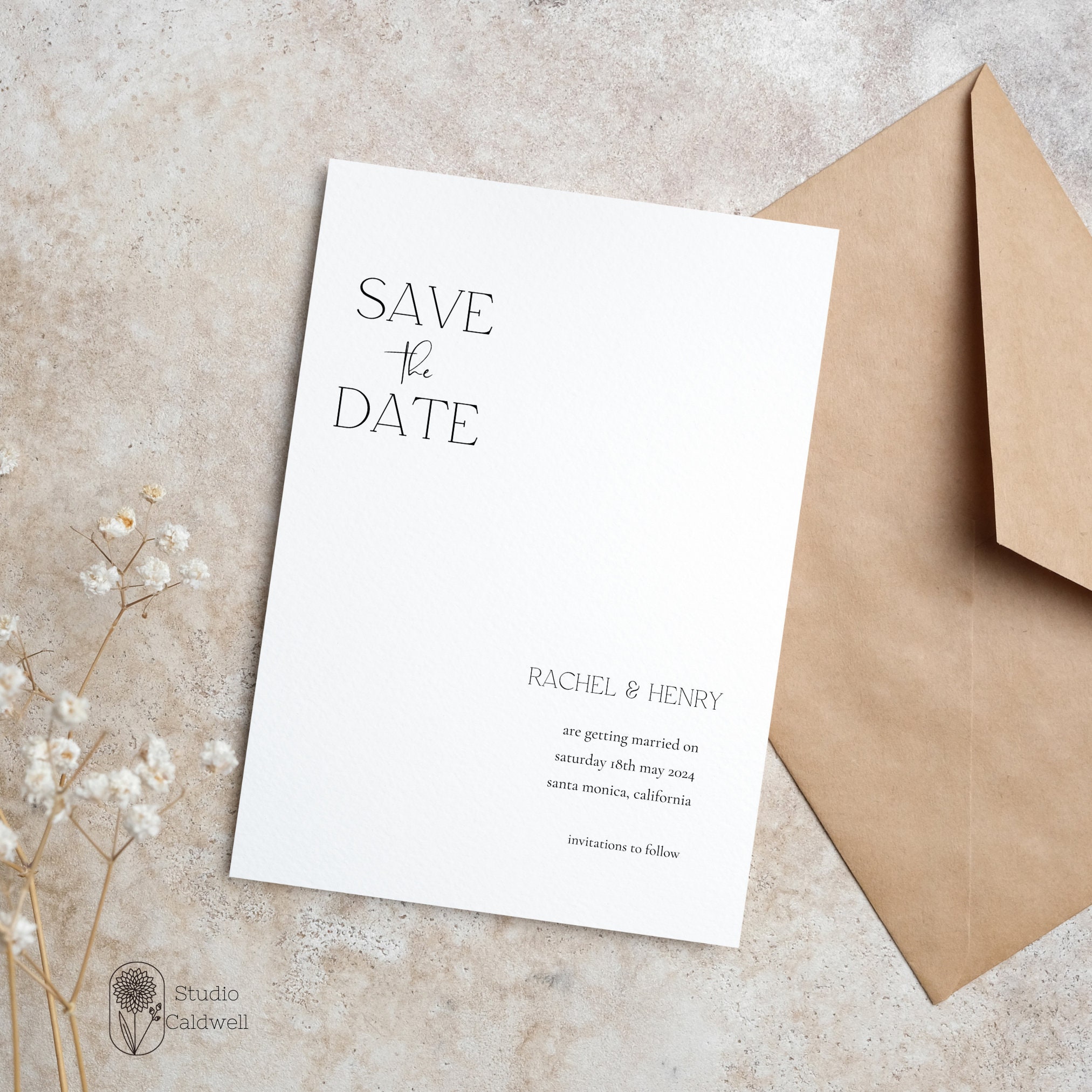 Modern Simple Save the Date Elegant Minimal template - Etsy