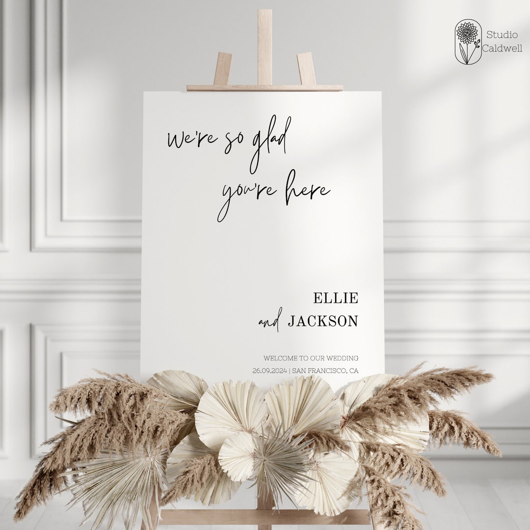 We're so Glad You're Here Minimalist Wedding Welcome Sign Modern ...