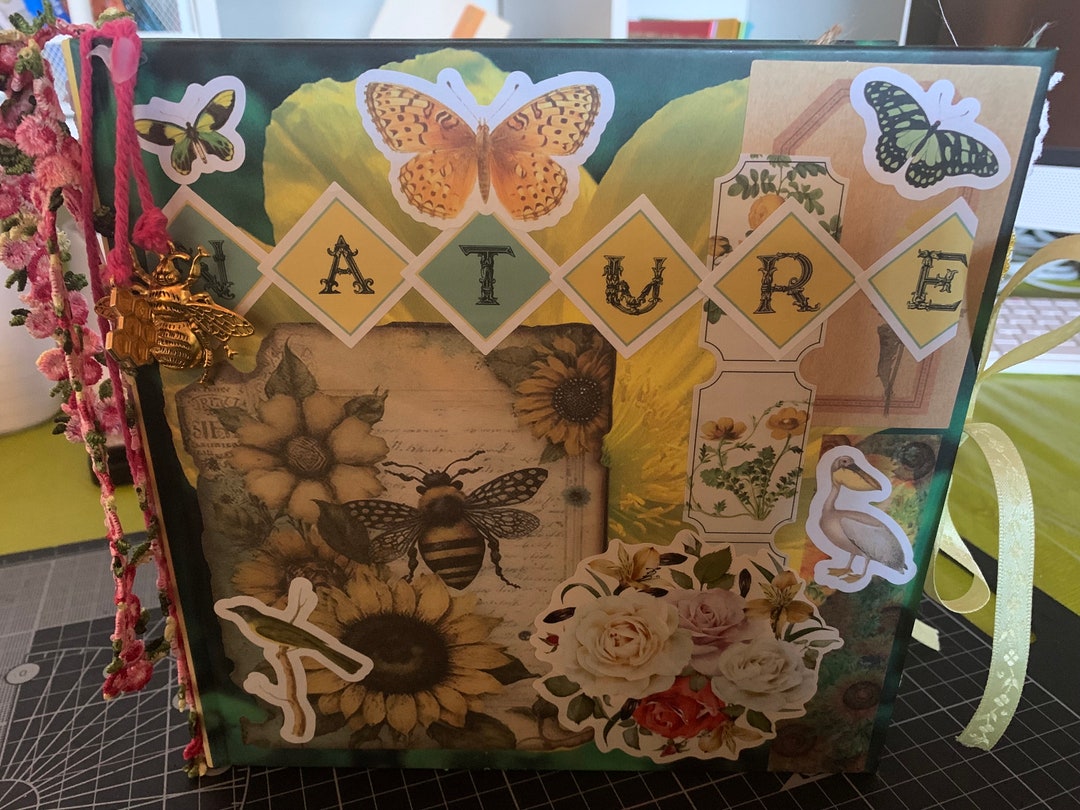 Bee / Flower / Garden Theme Converted Book Junk Journal With Lace, Tags ...