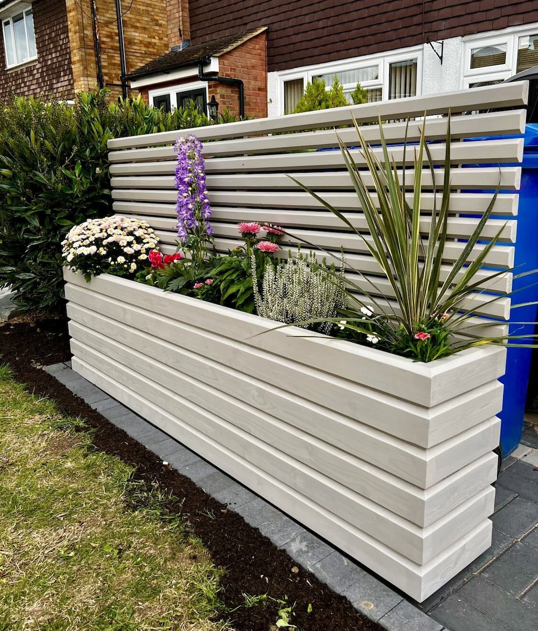Planter With Fence/trellis Bin Screen Bin Blocker Patio Planter Divider ...