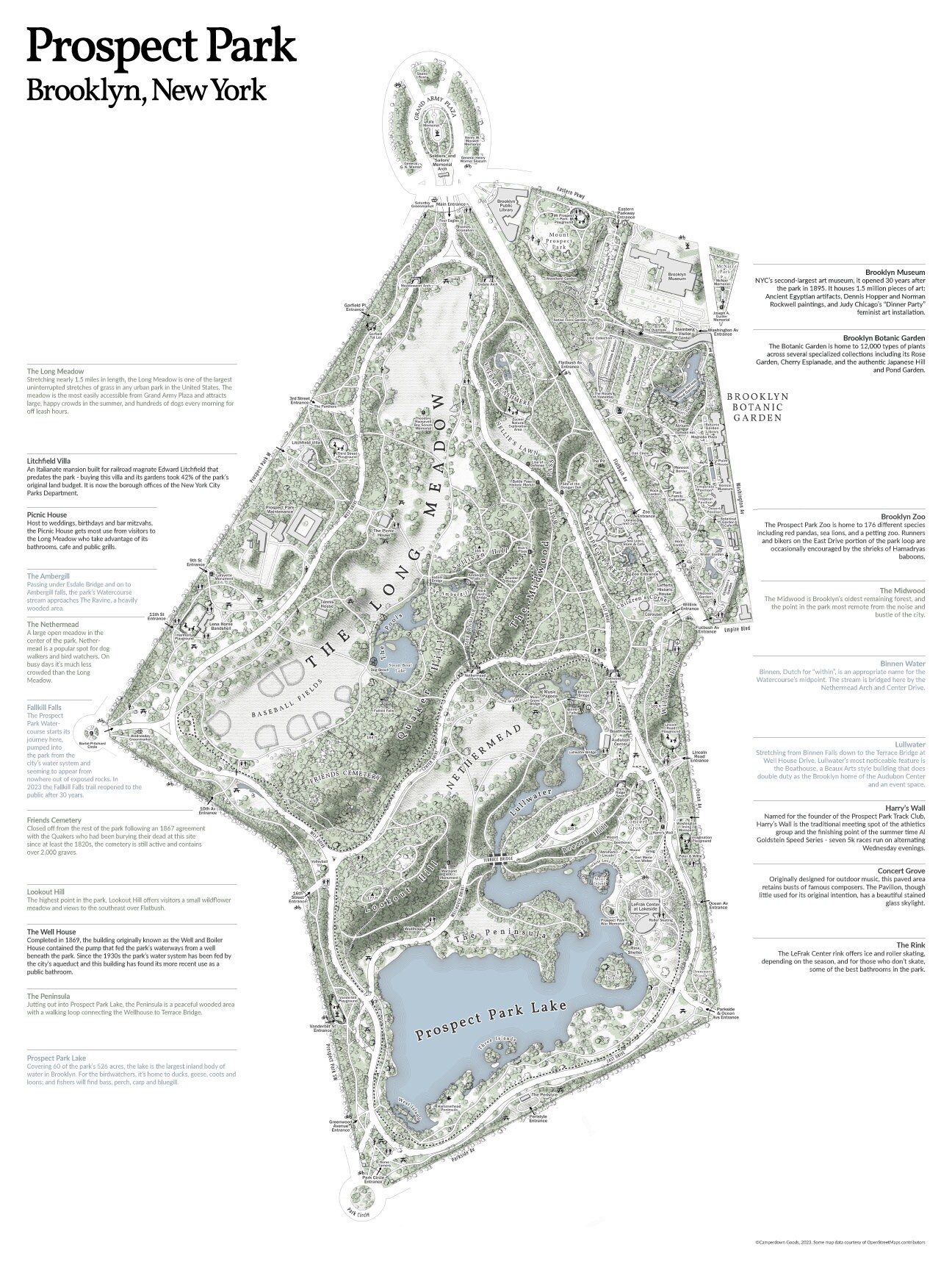 Hand Made Prospect Park Wall Map - Etsy