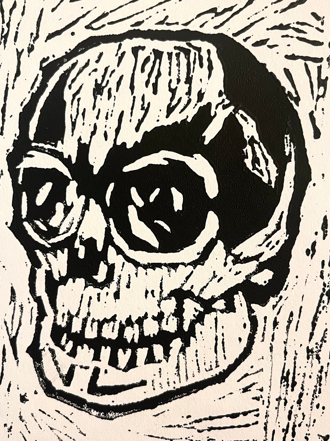 Skull Lino Print - Etsy