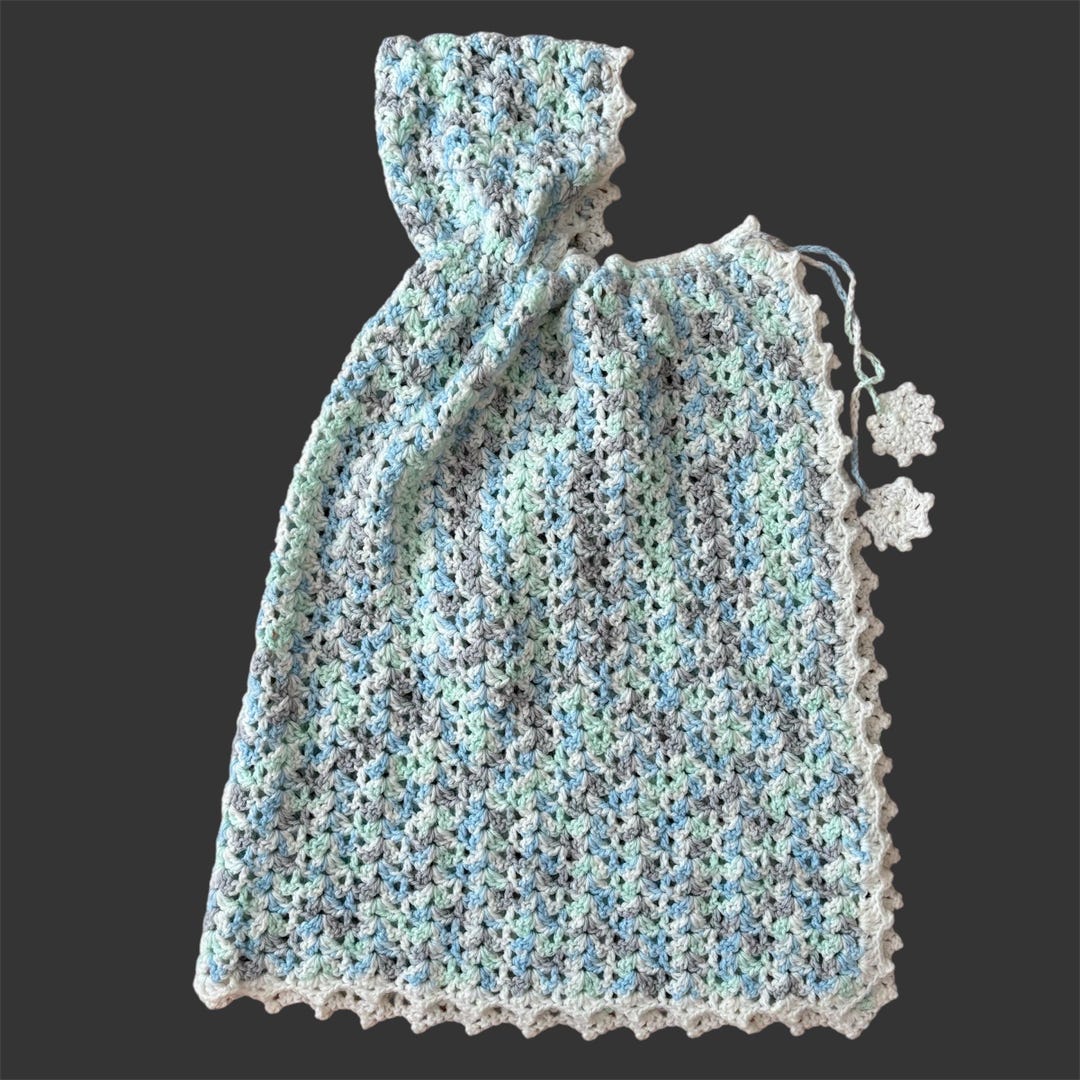 Handmade Crochet Hooded Unisex Baby Blanket Wrap With Drawstring Hood ...