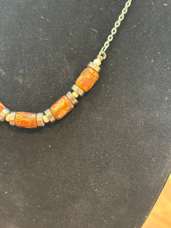 Beautiful hand crafted Vintage chain & glass bead nec… - Gem