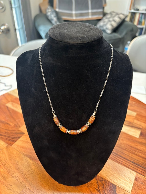 Beautiful hand crafted Vintage chain & glass bead nec… - Gem