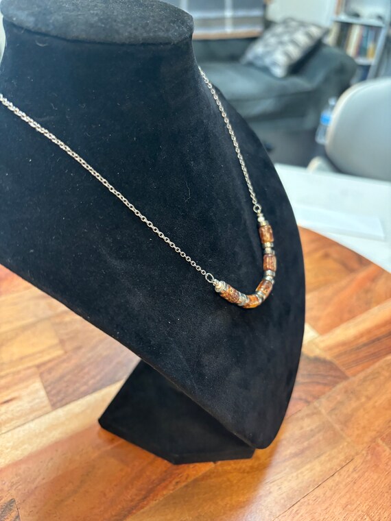 Beautiful hand crafted Vintage chain & glass bead nec… - Gem