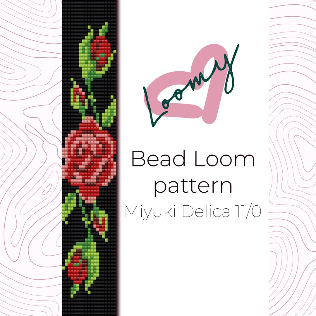 Red Rose - Bead Loom Pattern - Loom Bracelet Pattern - Loom Beading ...