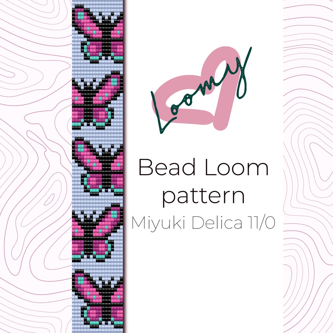 Magic Pink Butterflies - Bead Loom Pattern - Loom Bracelet Pattern ...