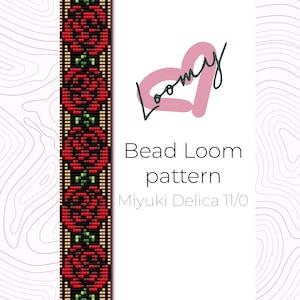 Golden Roses - Bead Loom Pattern - Loom Bracelet Pattern - Loom Beading ...