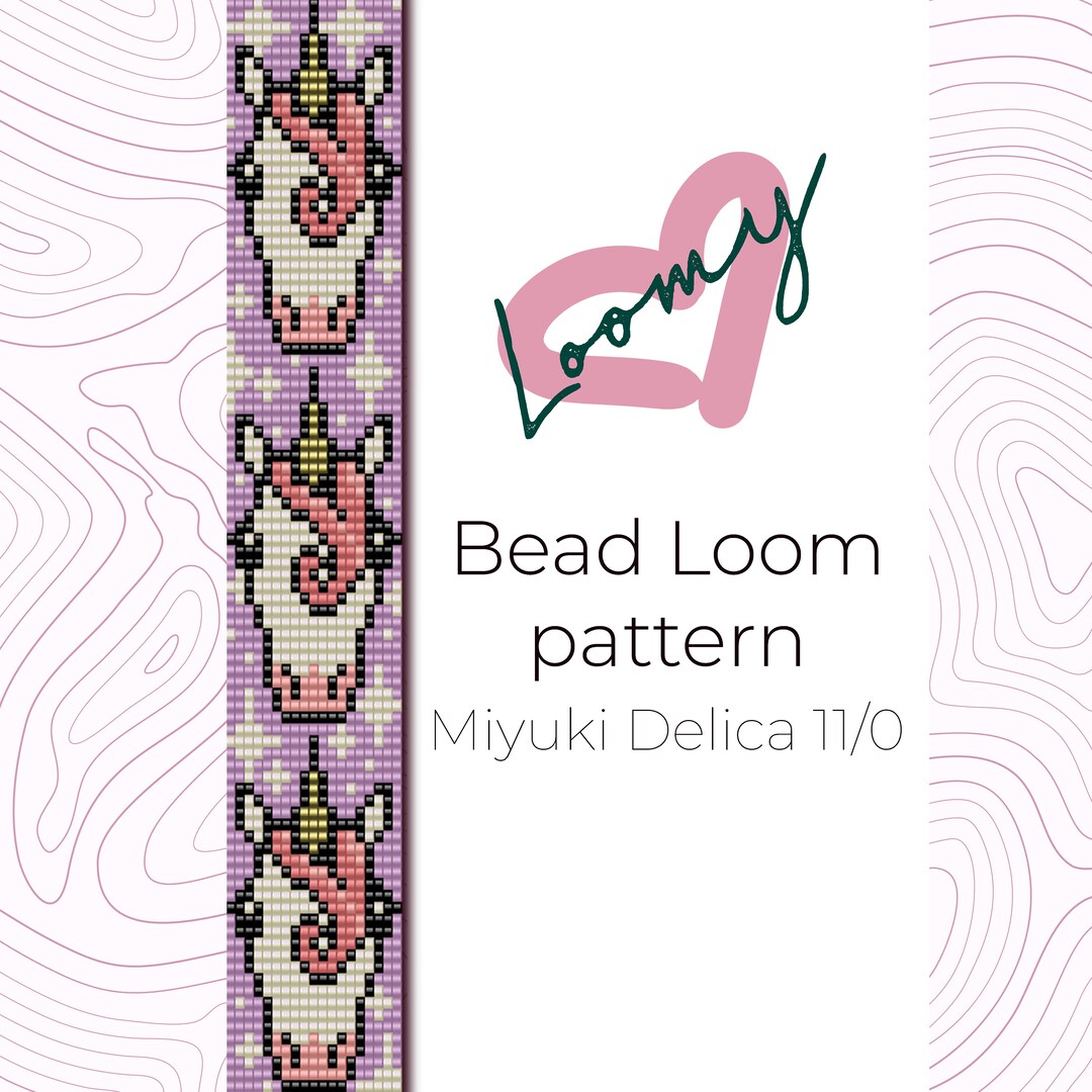 Magic Unicorn - Bead Loom Pattern - Loom Bracelet Pattern - Loom Beading Pattern Based on Miyuki ...