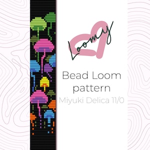 Neon Mushrooms - Bead Loom Pattern - Loom Bracelet Pattern - Loom ...