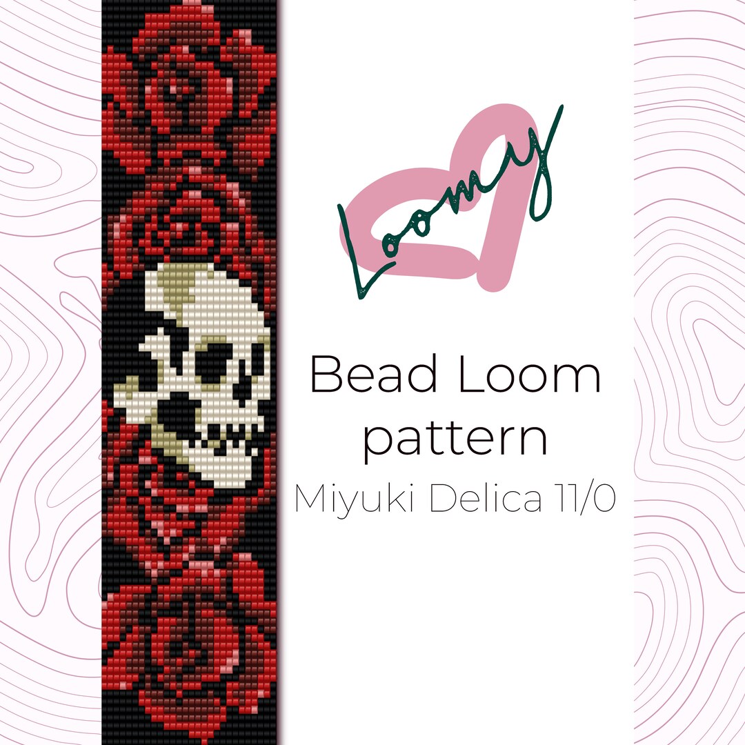 Roses and Skull - Bead Loom Pattern - Loom Bracelet Pattern - Loom ...