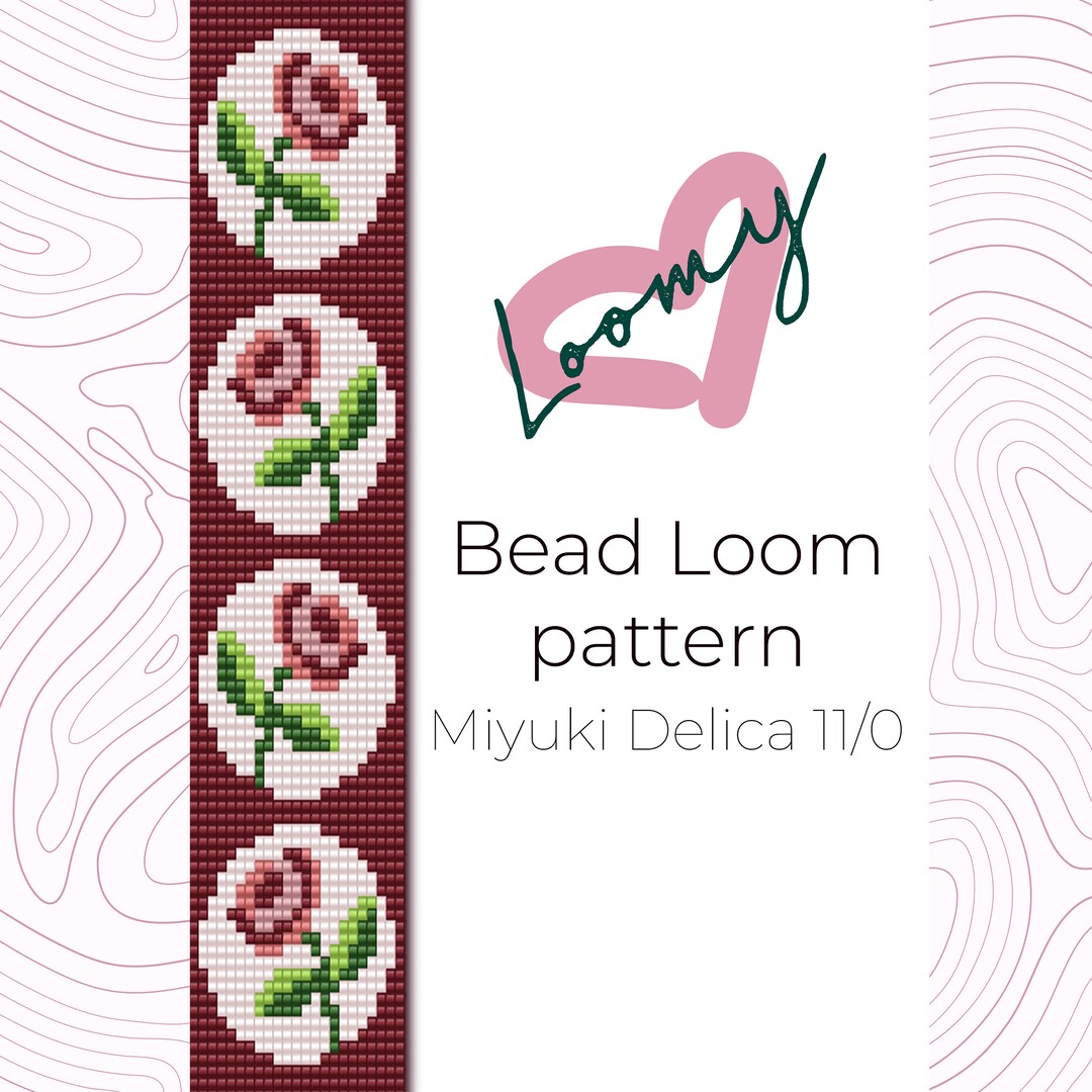 Framed Roses - Bead Loom Pattern - Loom Bracelet Pattern - Loom Beading ...