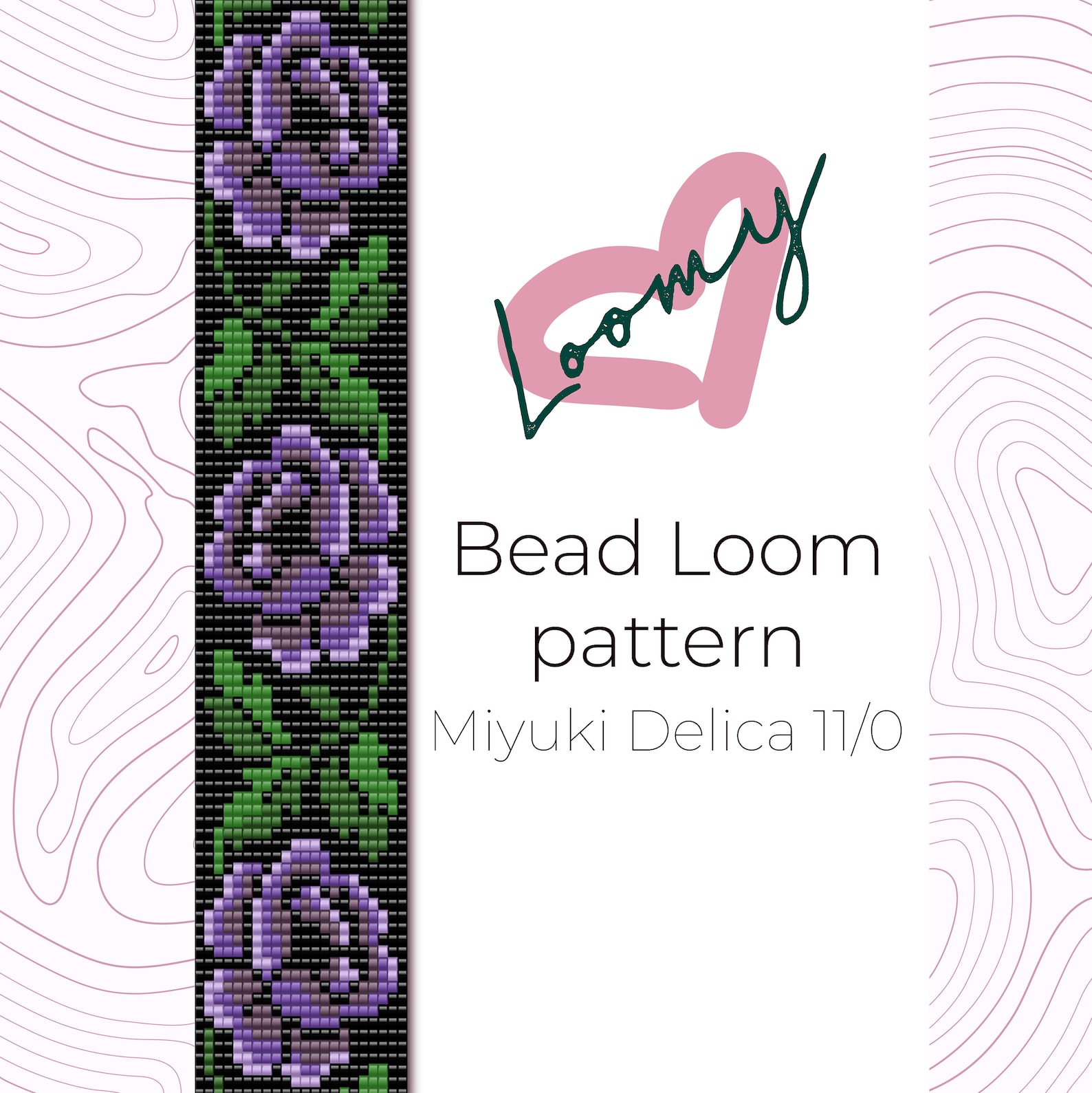 Vintage Violet Roses Bead Loom Pattern Loom Bracelet Pattern Loom ...