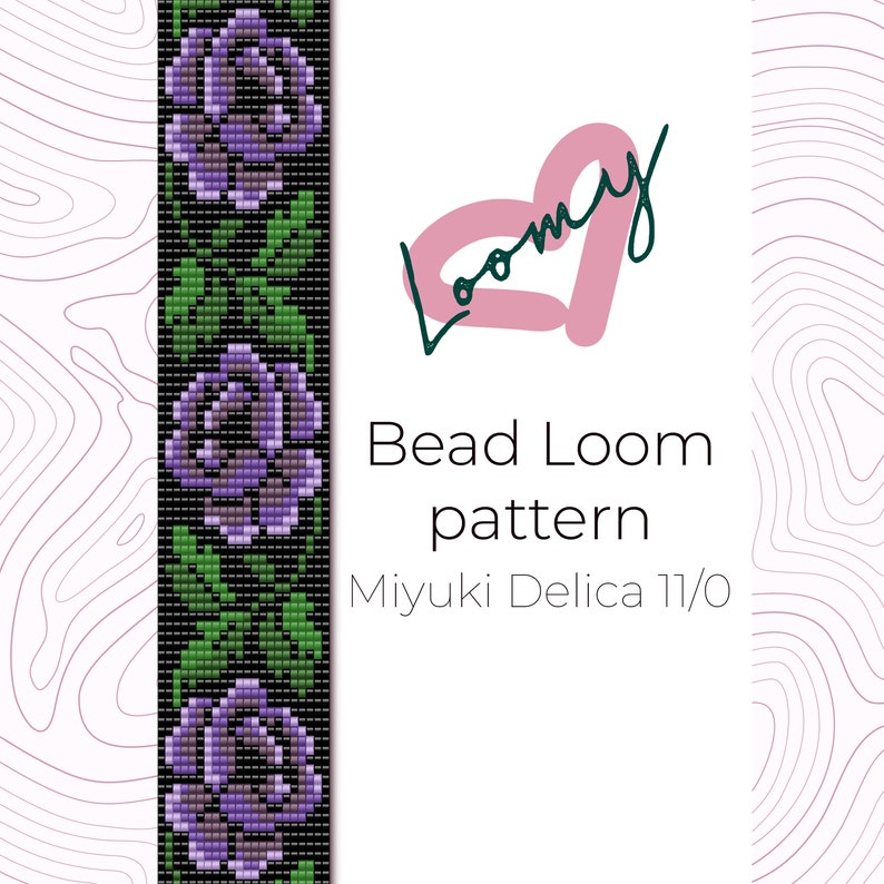 Vintage Violet Roses Bead Loom Pattern Loom Bracelet Pattern Loom ...